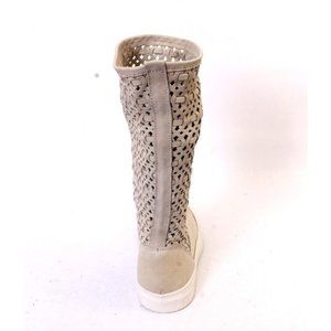 WOz | Shoes | Woz 5h Beige Leather Pullup Platform High Summer Boots ...